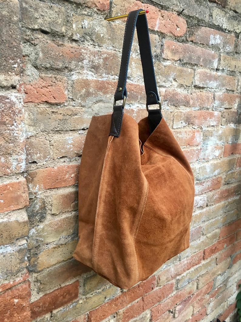 Slouch Leather Bag in Rusty Brown. Dark Saddle Brown Hobo Bag. Boho Bag ...