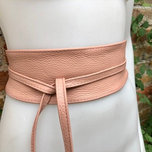 Pink Obi Belt in Soft Leather. Wrap Belt in Light Pink. Wide Waist Belt ...