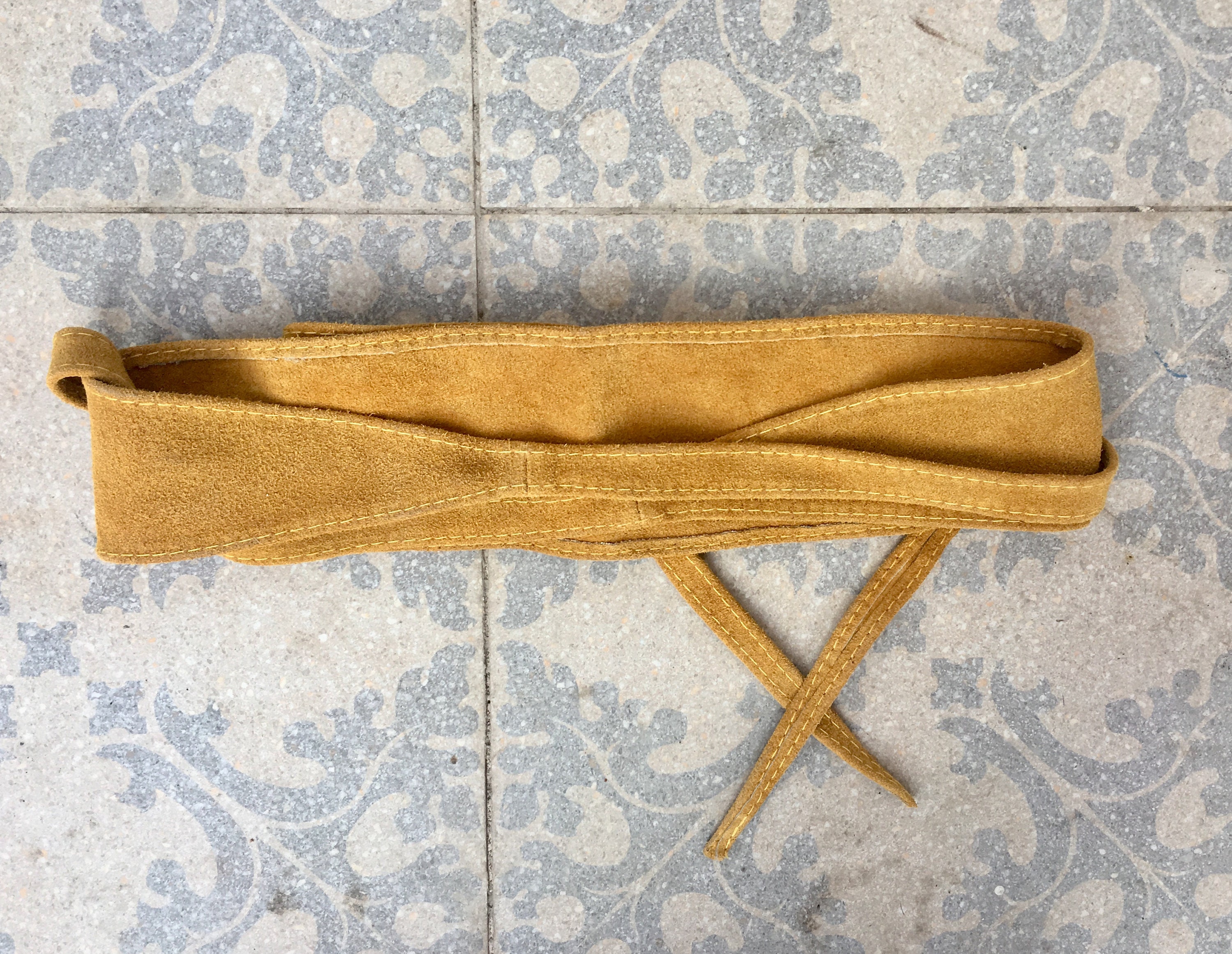 Mustard yellow obi belt in suede. Wrap belt in genuine | Etsy