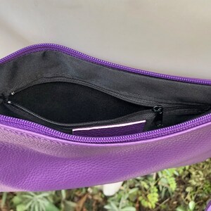 PURPLE Small Leather Bag. GENUINE Leather Cross Body or Shoulder Bag ...