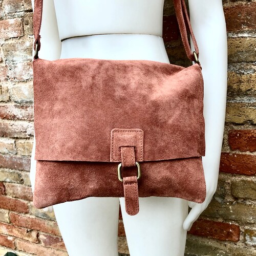 BOHO Suede Leather Bag in Light Camel BROWN. Soft Genuine - Etsy