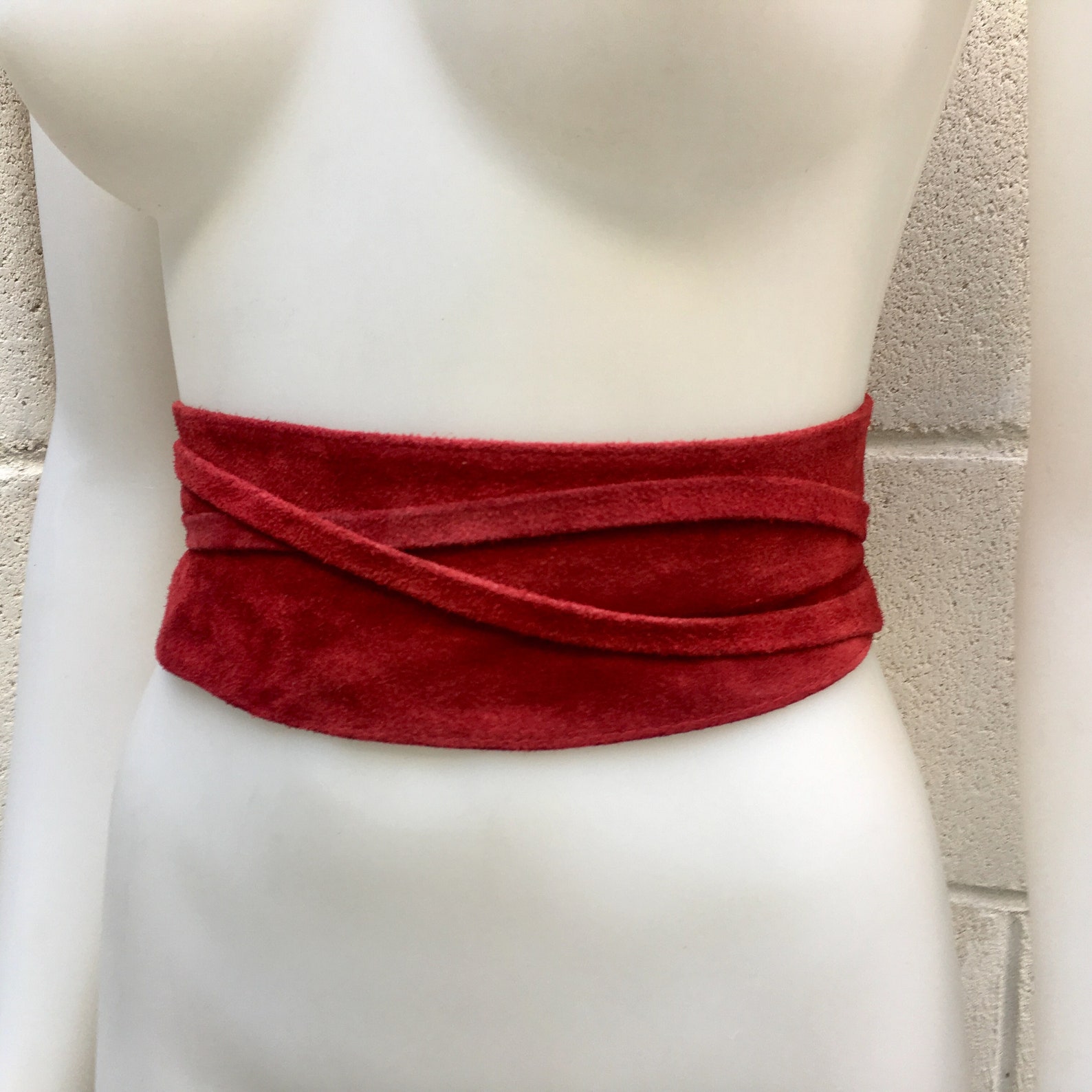 Dark RED Suede OBI Belt. Wrap Belt in Natural Soft Suede. - Etsy
