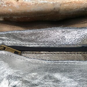 Slouch Leather Bag in SILVER Metallic Leather. SILVER Hobo Shoulder Bag ...