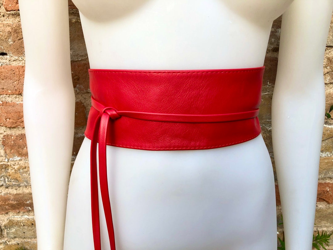Red Wrap Belt in Soft Leather. LONGER Option. Waist, Dress or ...