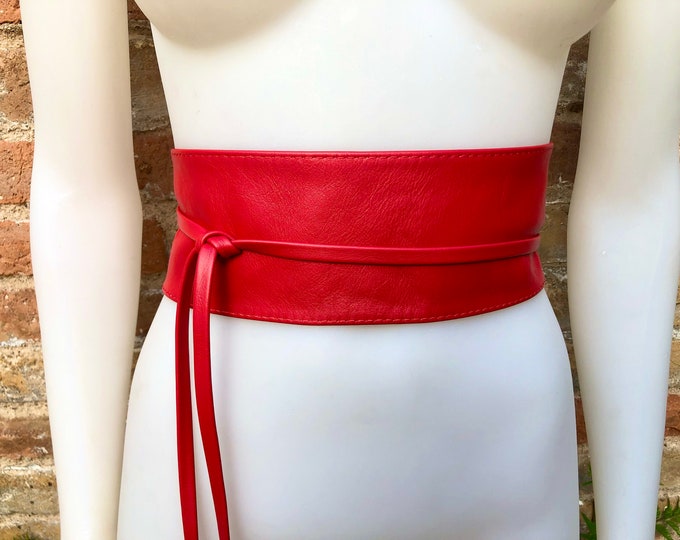 Red Wrap Belt in Soft Leather. LONGER Option. Waist, Dress or ...