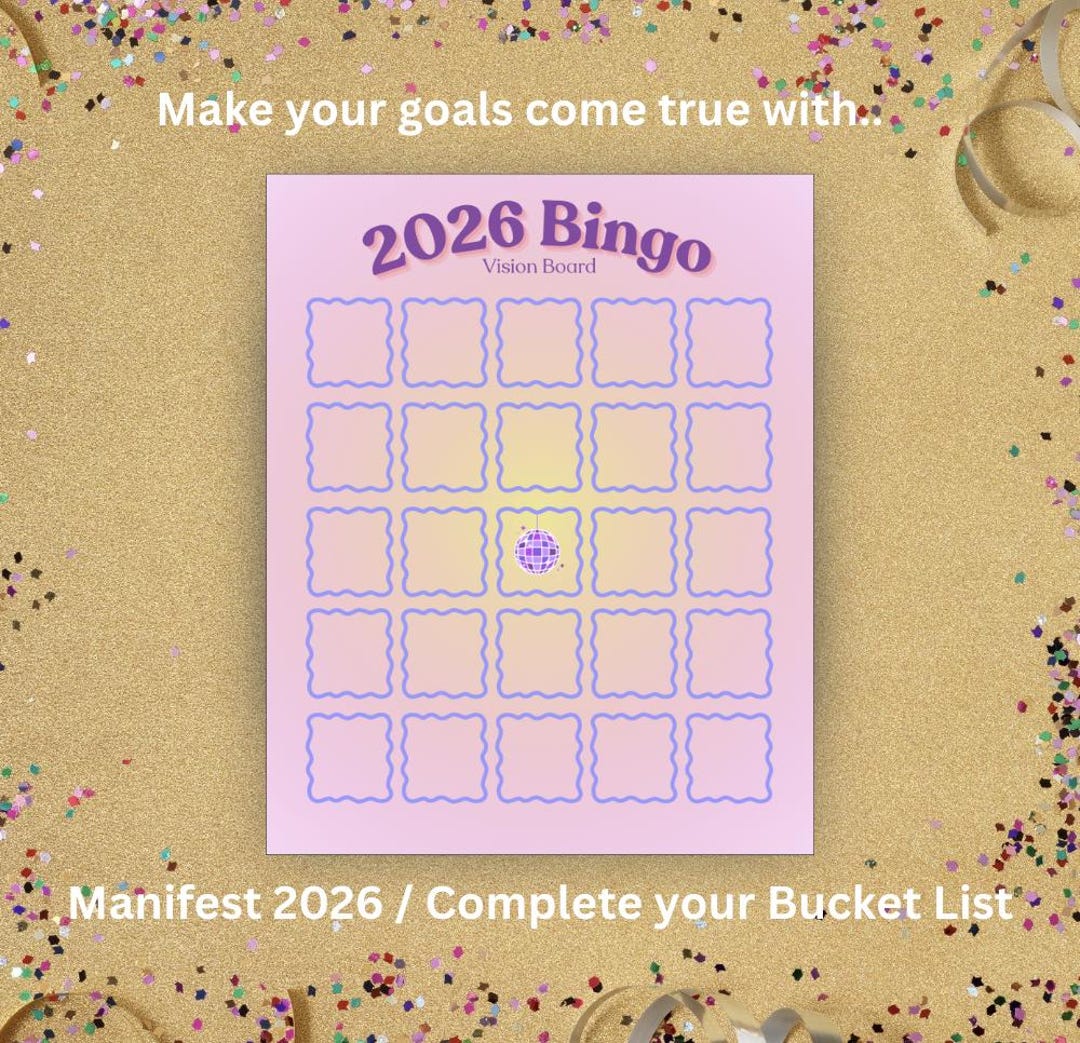 2026 Vision Board Bingo | New Year Manifestation Game | Goal Setting ...