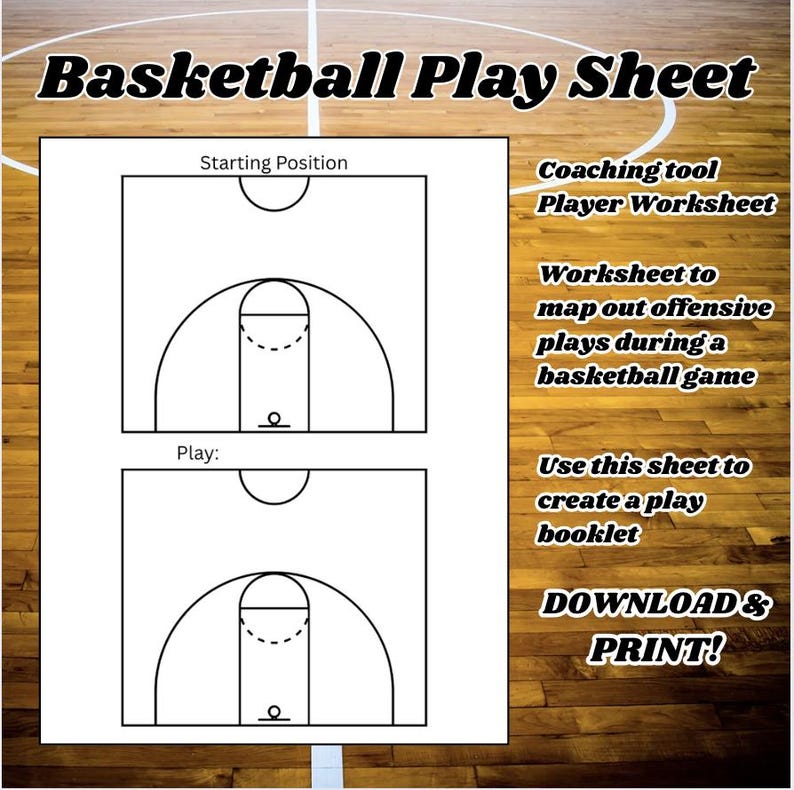 Basketball Half Court Diagram Sheet | Printable Coaching Playbook ...