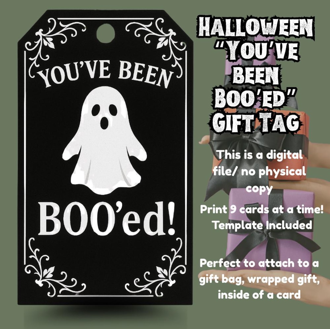 Gothic Ghost Halloween Gift Tag | You've Been Booed (digital Download ...