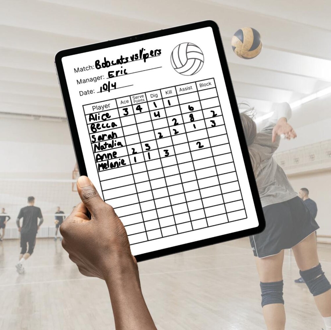 Volleyball Stat Sheet: Printable Player Stats Tracker (digital Download ...