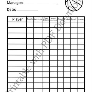 Basketball Stat Sheet: Printable Player Scorekeeping Template (digital ...