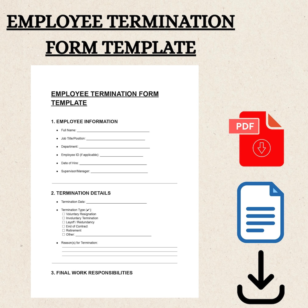 Employee Termination Form Template | Editable PDF & Word | Job ...