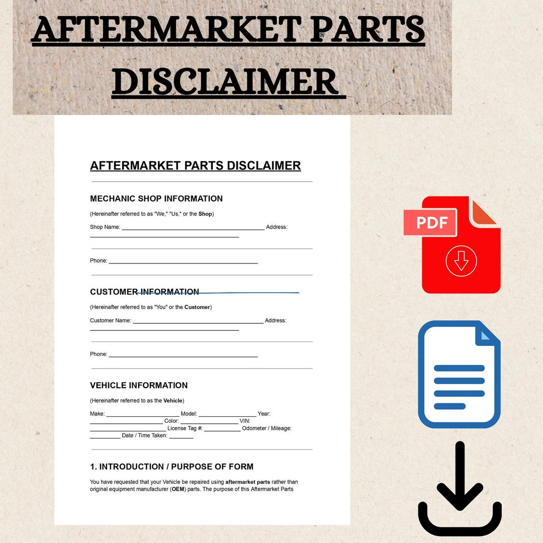 Aftermarket Parts Disclaimer Template | Vehicle Modification Liability ...