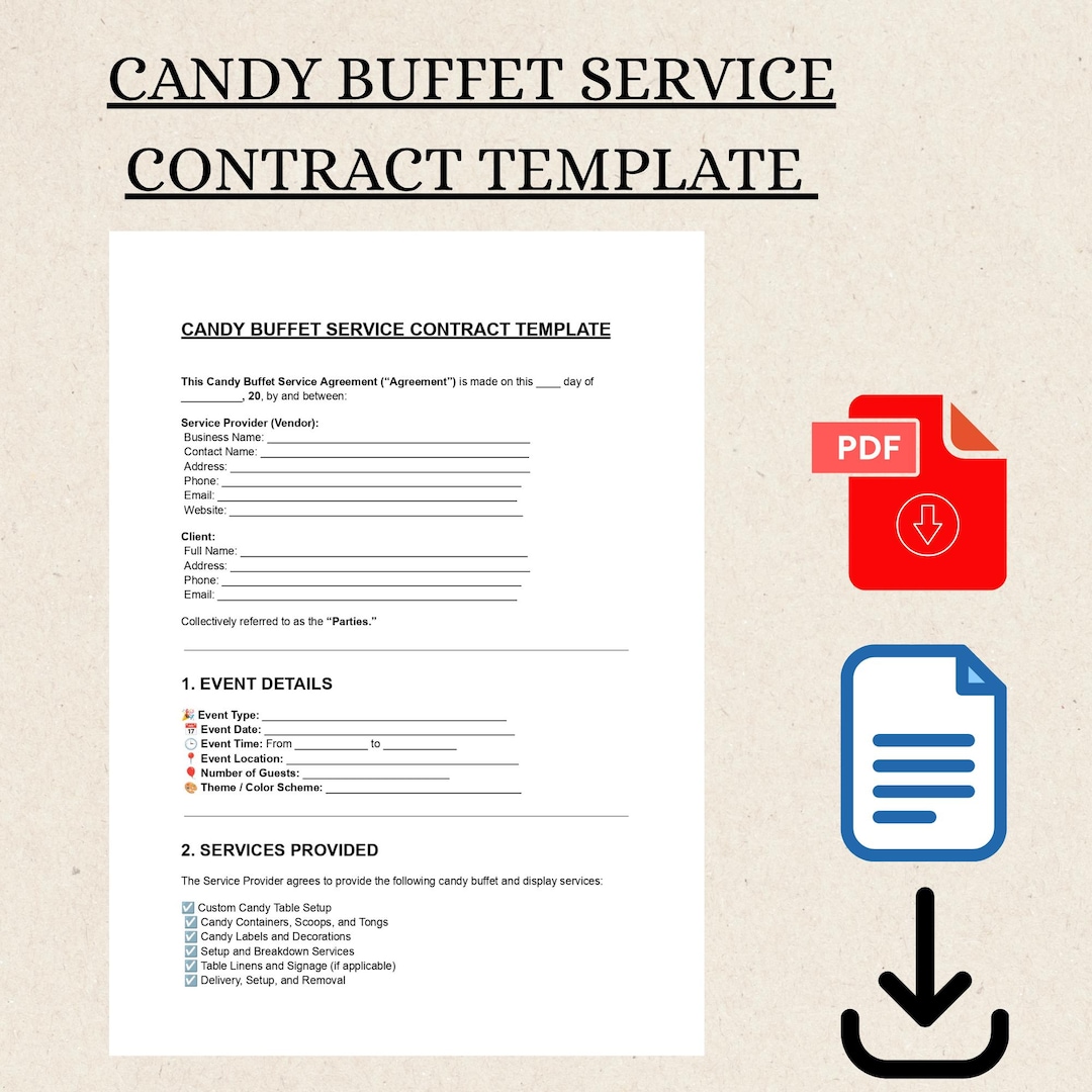 Candy Buffet Service Contract Template | Editable PDF | Event ...
