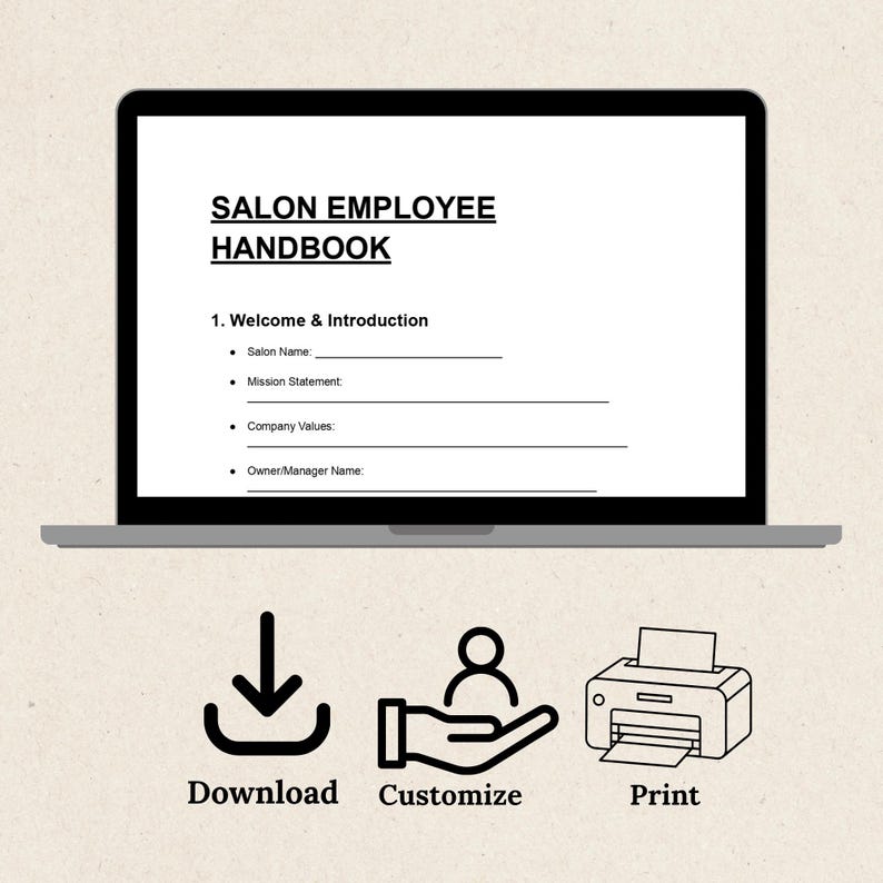 Salon Employee Handbook Template | Editable Staff Policy Manual DOC ...