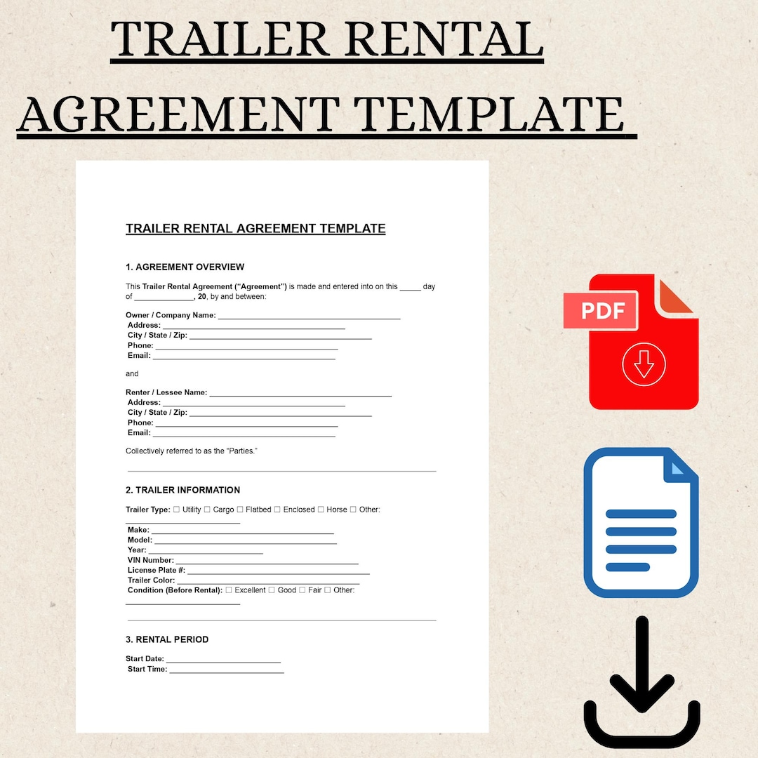 Trailer Rental Agreement Template Editable Trailer Lease Contract ...