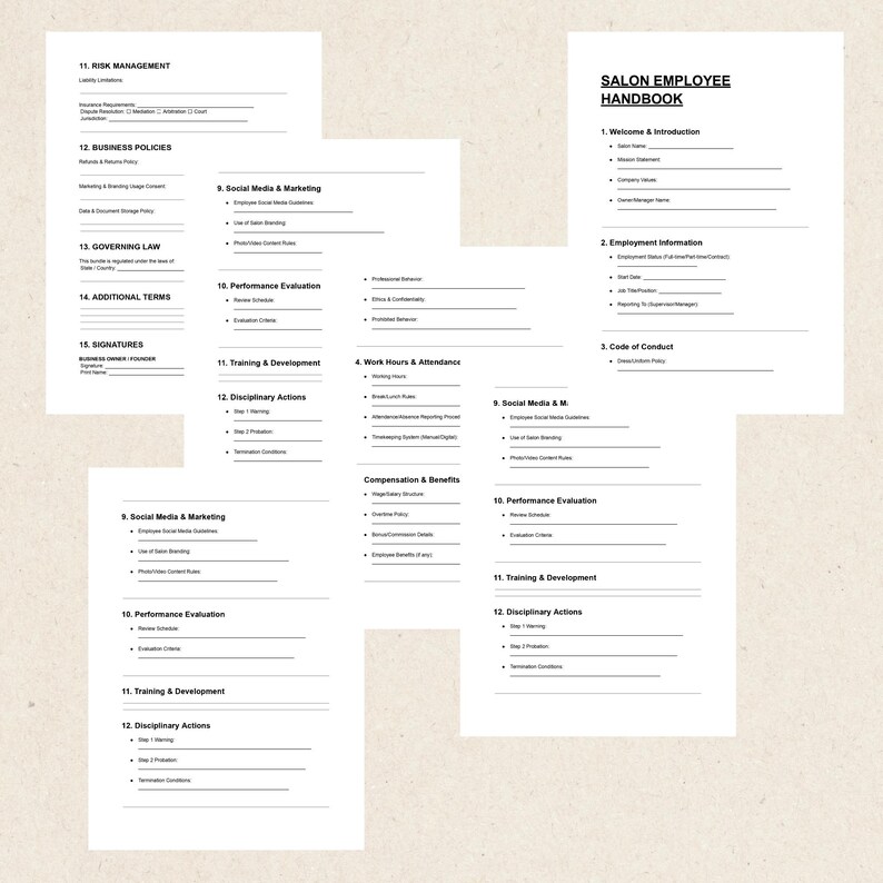 Salon Employee Handbook Template | Editable Staff Policy Manual DOC ...