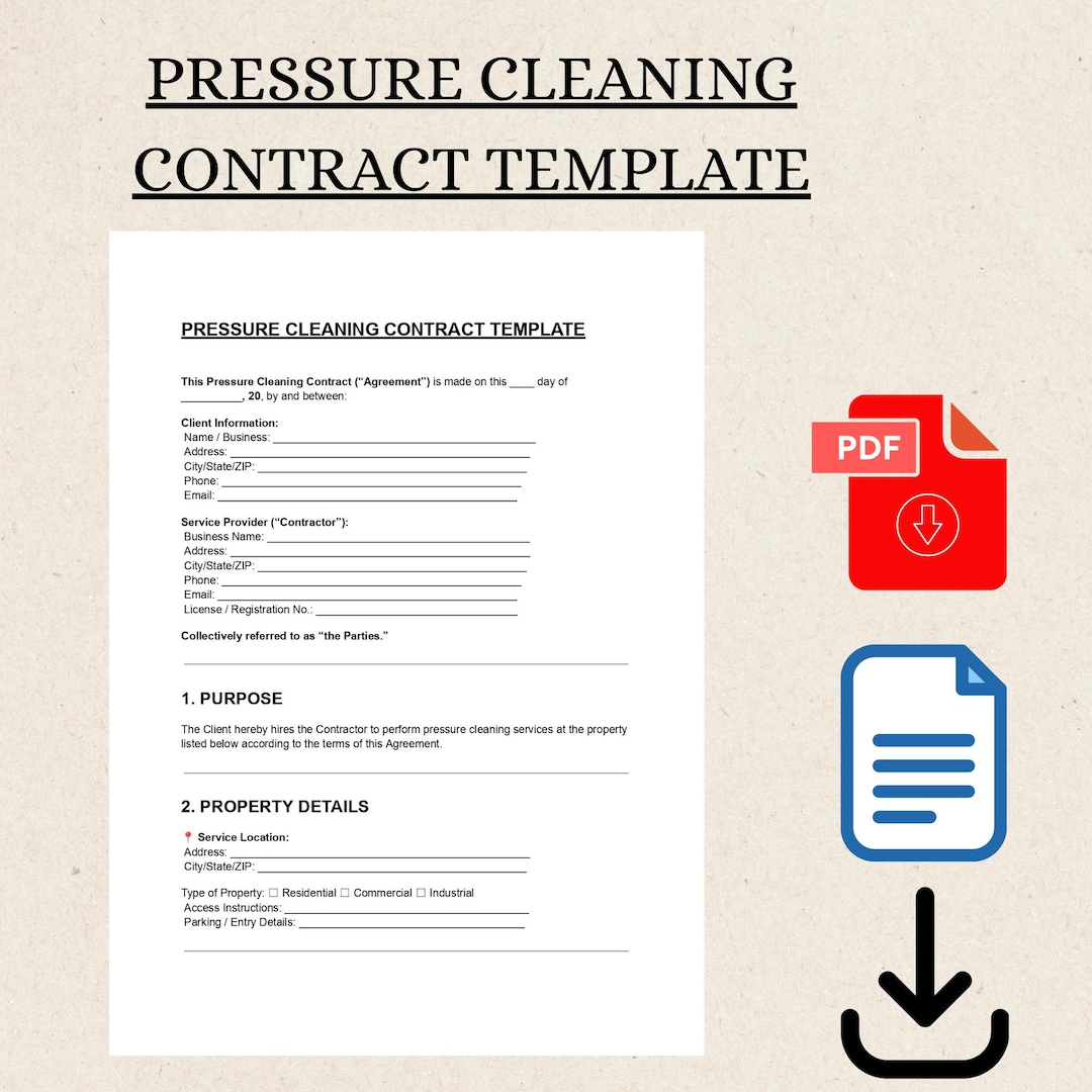 Pressure Cleaning Contract Template | Editable PDF | Power Wash Service ...