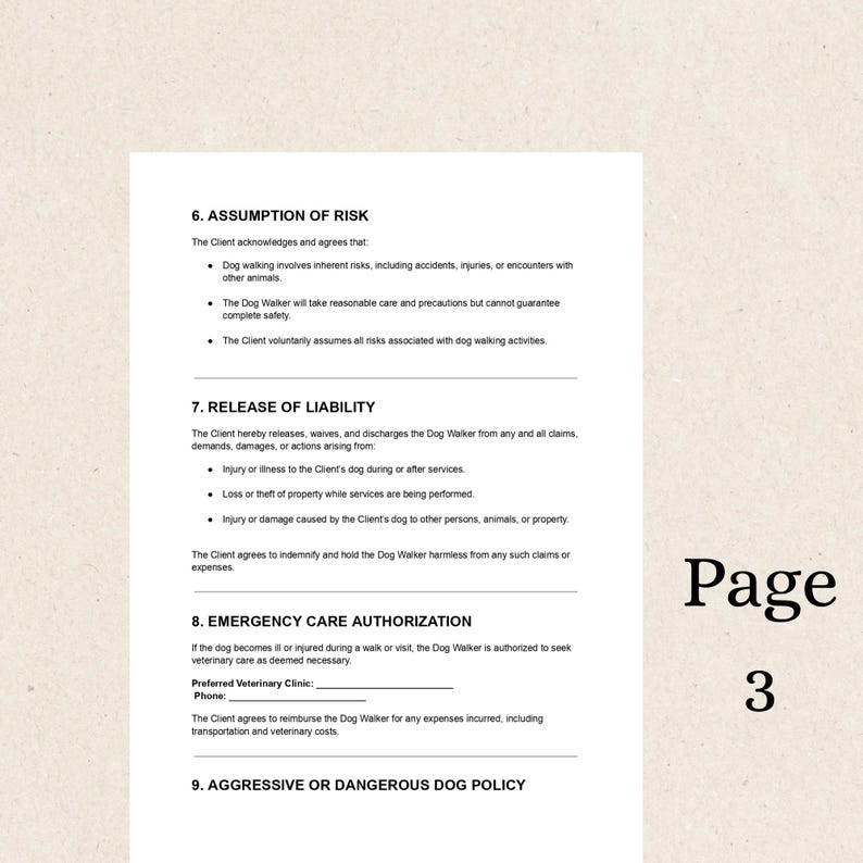 Dog Walking Liability Waiver Template: Pet Service Legal Form (PDF ...
