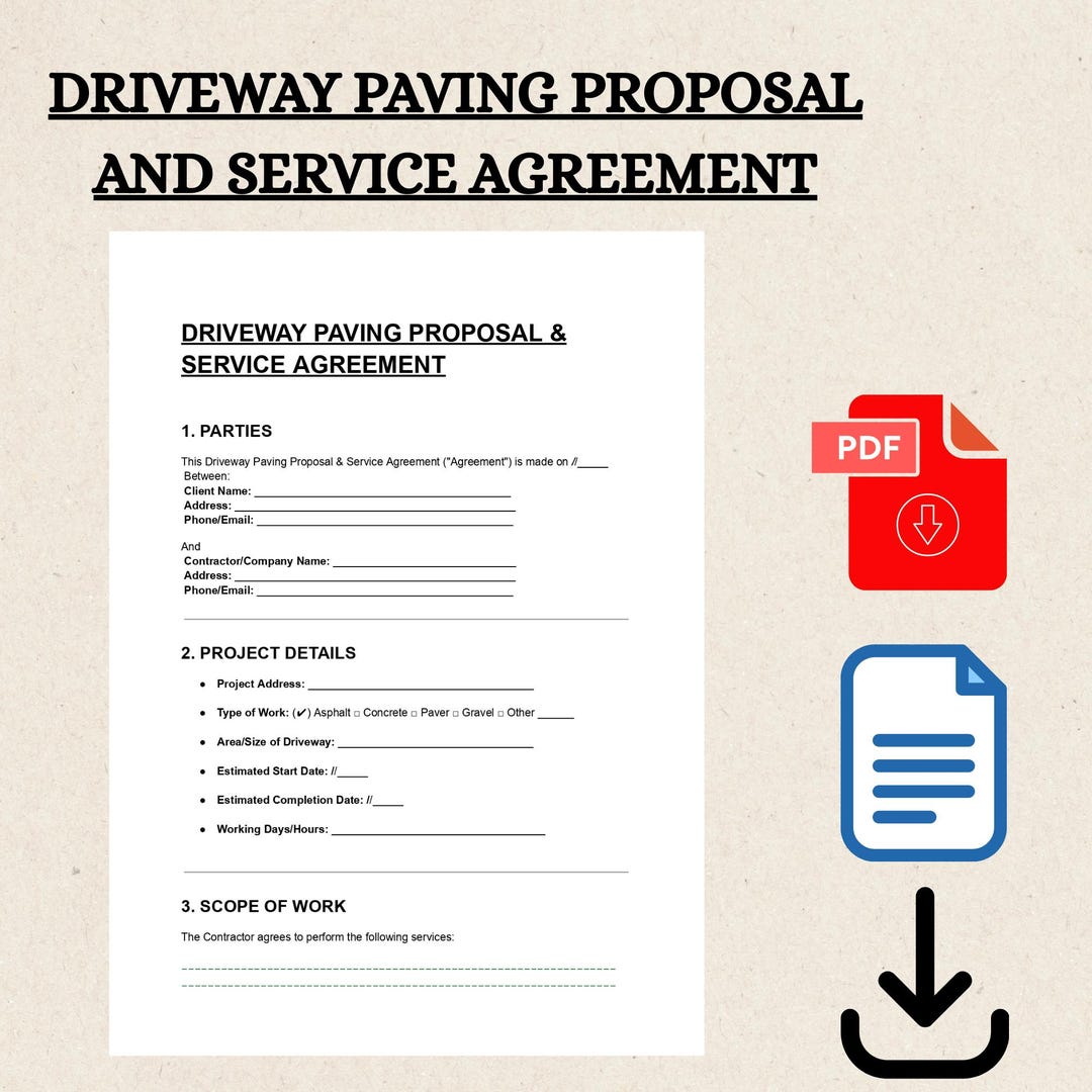 Driveway Paving Proposal & Service Agreement Template | Editable ...