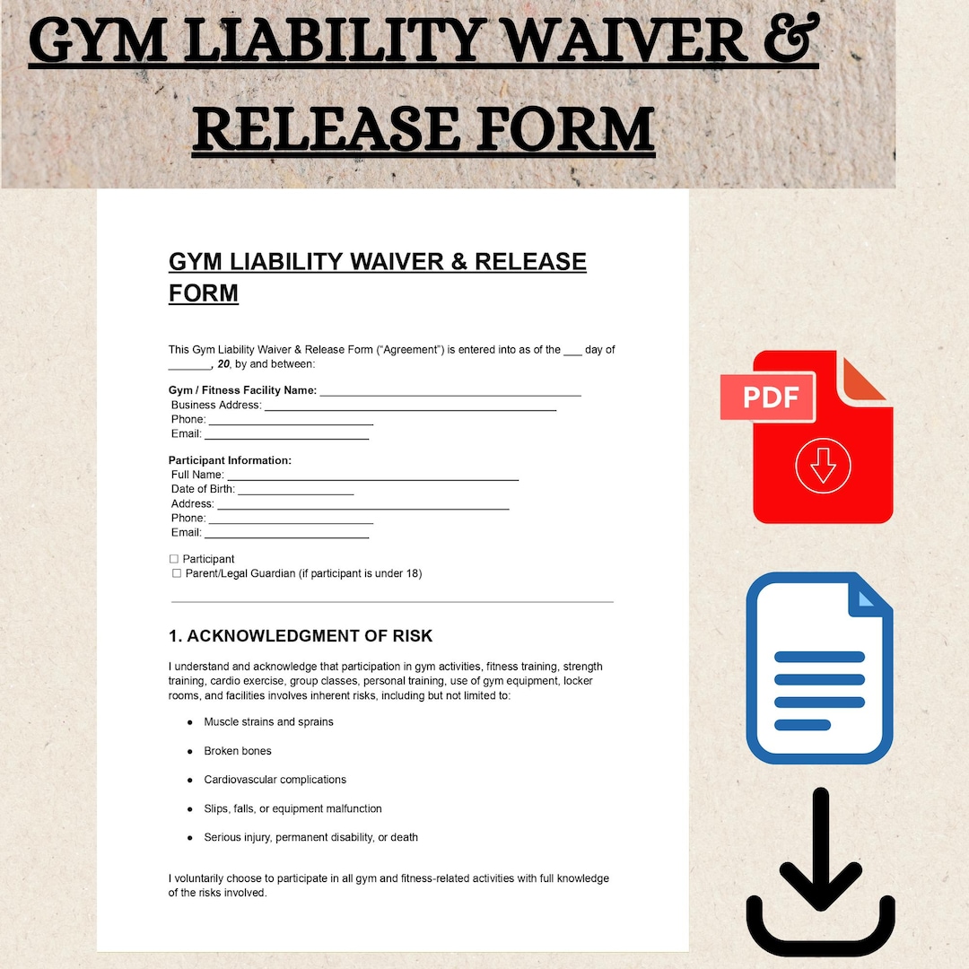 Gym Liability Waiver & Release Form | Fitness Center Member Consent ...