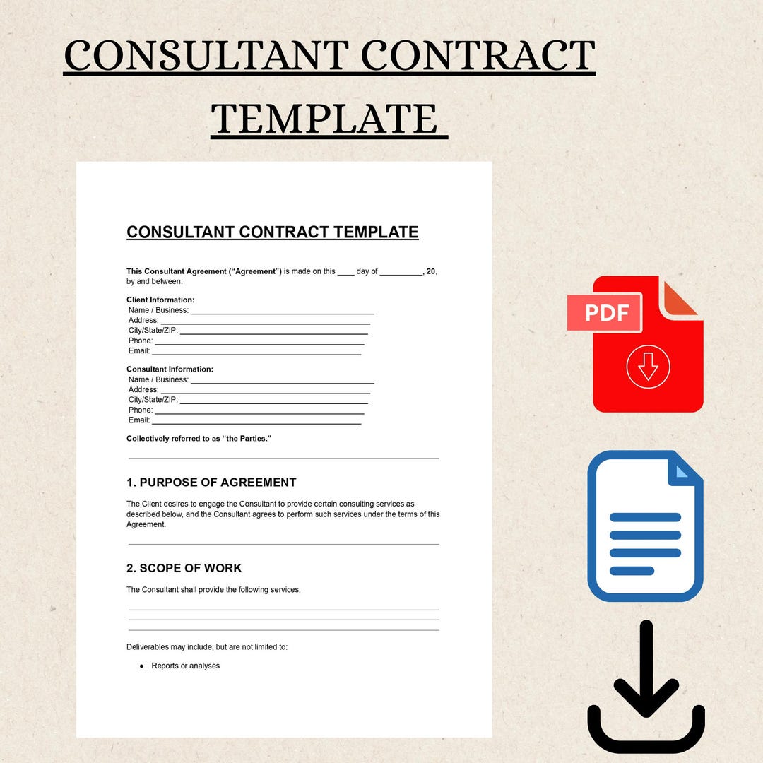 Consultant Contract Template | Editable PDF | Business Service ...