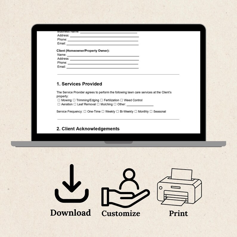 Lawn Care Liability Waiver & Release Form: Editable PDF Template - Etsy ...