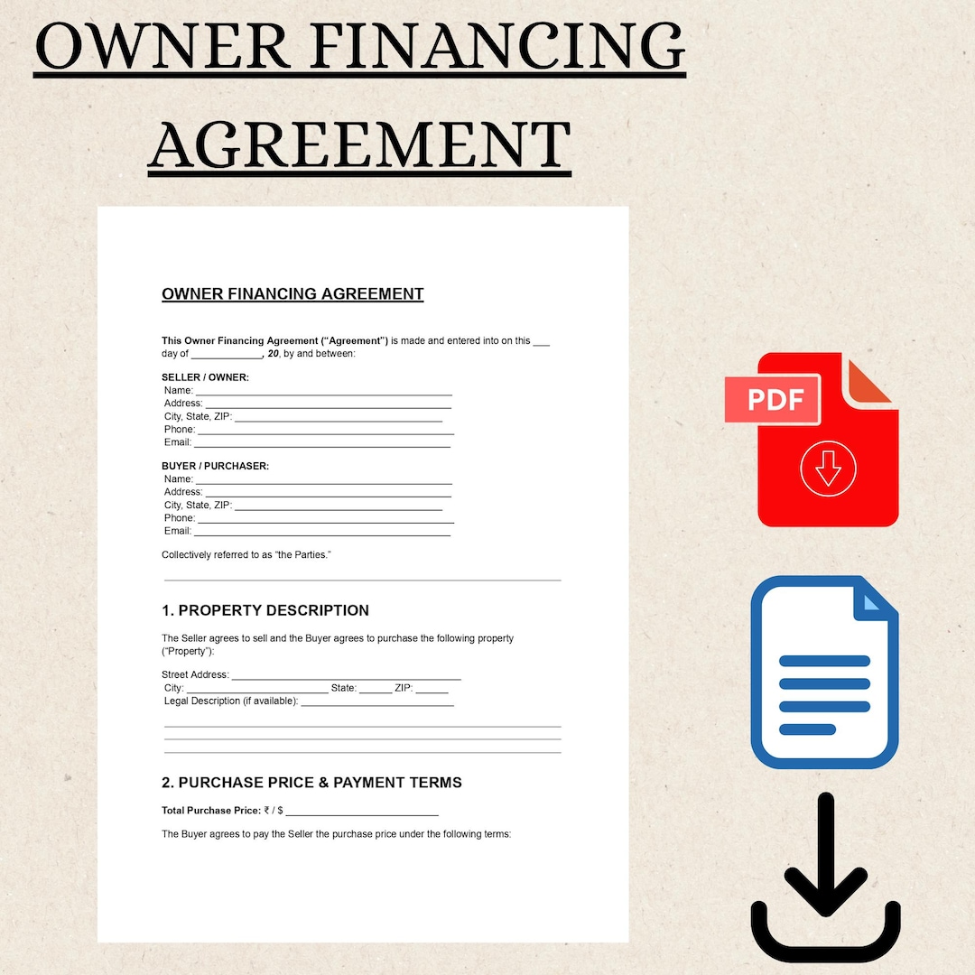 Owner Financing Agreement Template | Seller Finance Contract | Real ...