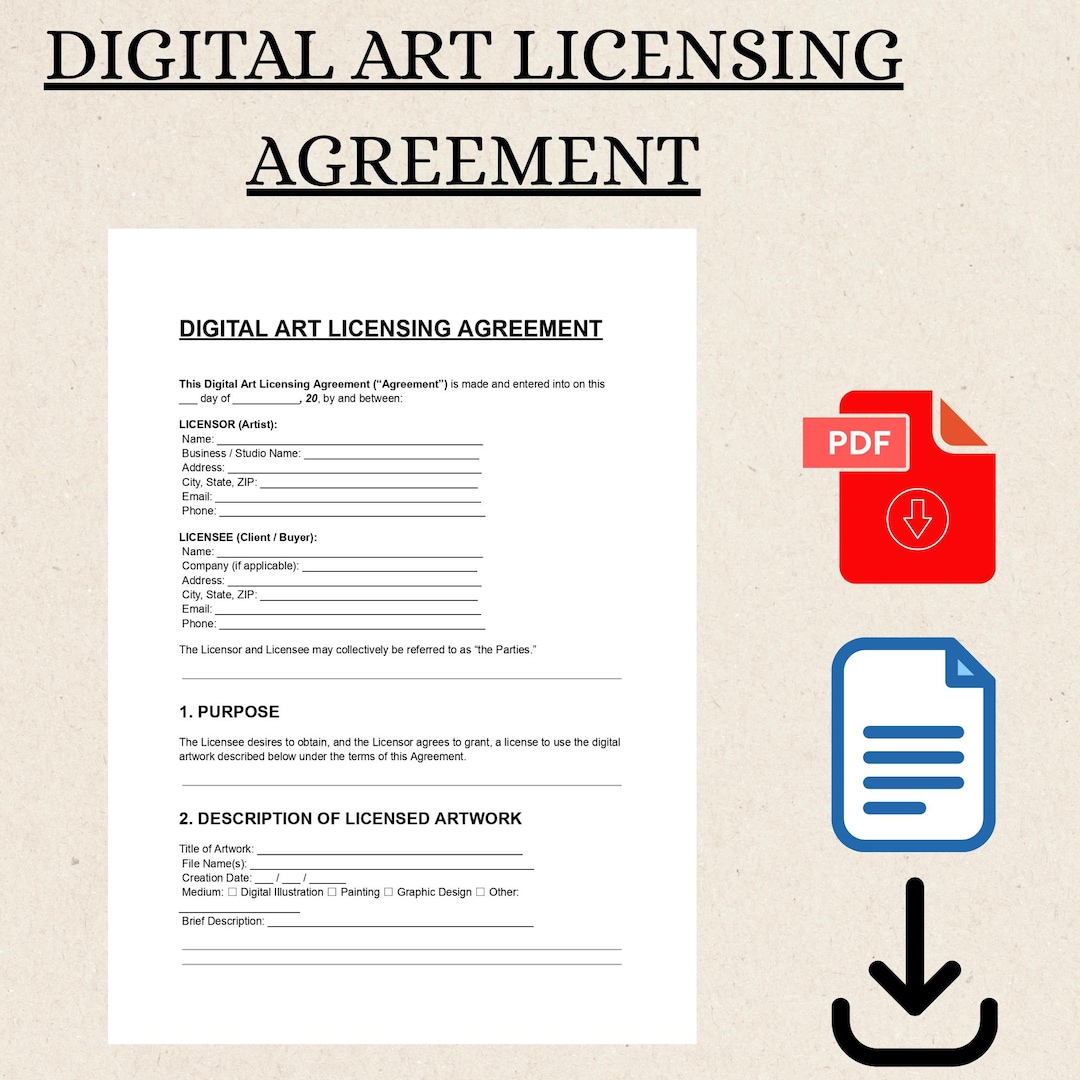 Digital Art Licensing Agreement Template | Artist Usage Rights Contract ...