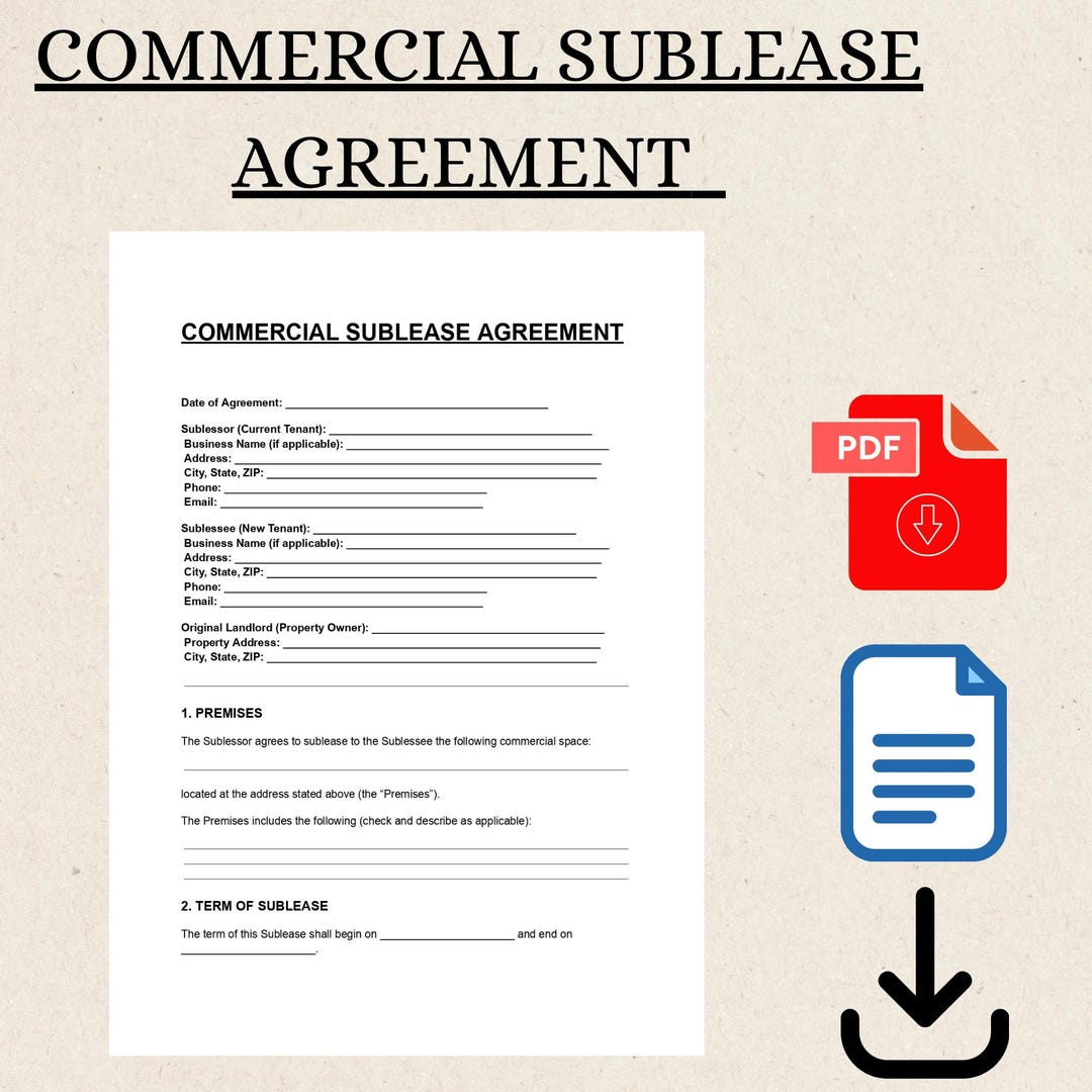 Commercial Sublease Agreement Template | Business Property Lease Form ...