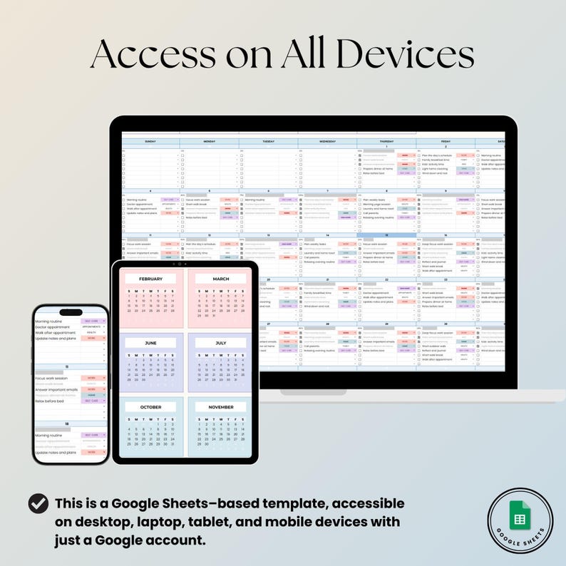 Monthly Calendar for Google Sheets, Daily Schedule Planner, To-do List ...