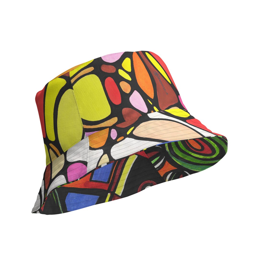 Funky Reversible Unisex Bucket Hat, Retro Boho Style, Festival Fashion ...