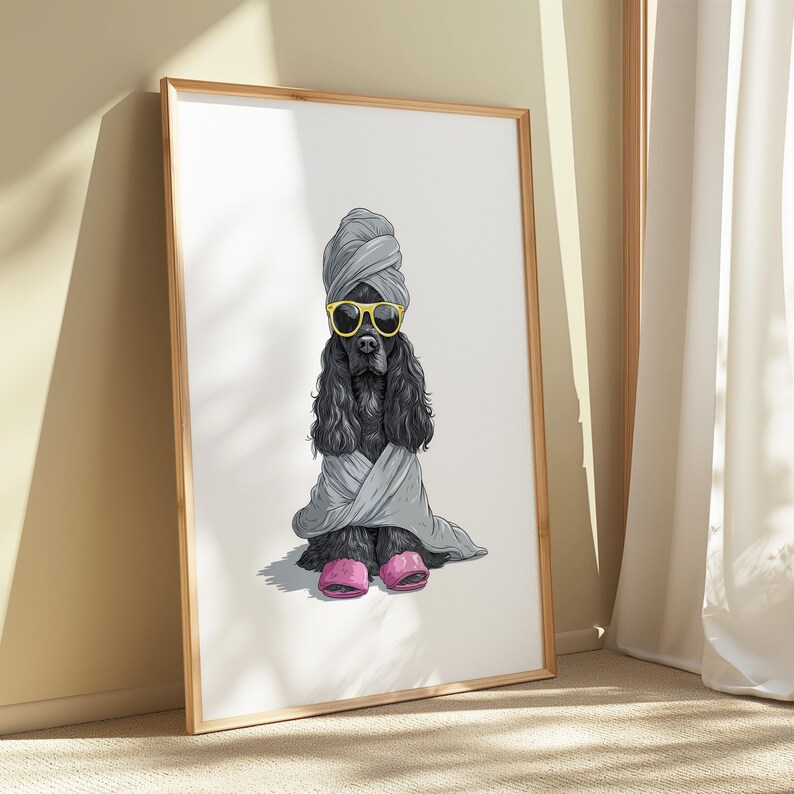 Cocker Spaniel Spa Poster: Funny Vintage-style Dog Art Print - Etsy