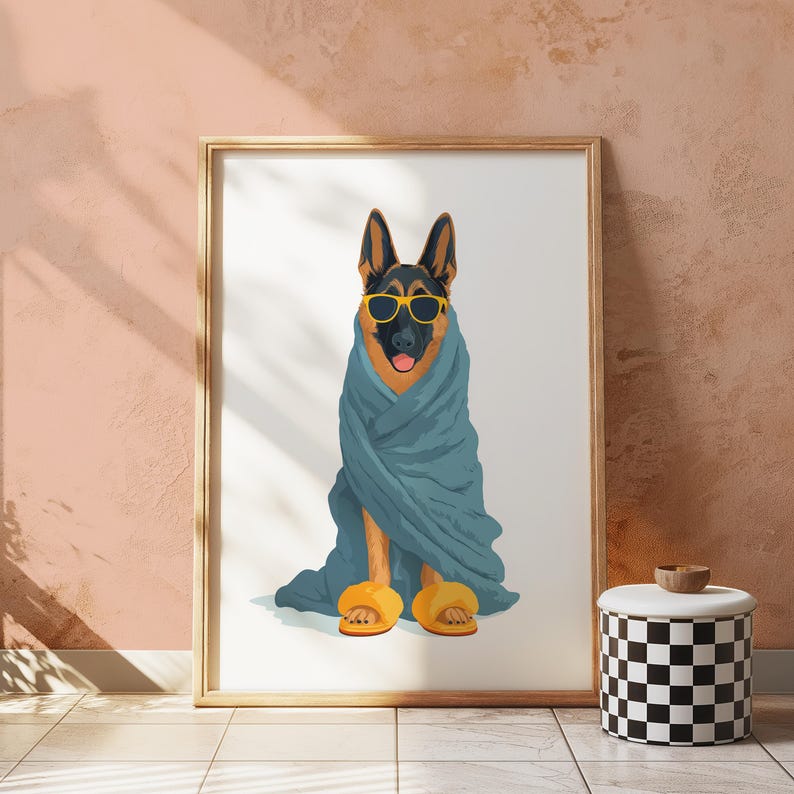 German Shepherd Spa Poster: Funny Vintage-style Dog Art Print - Etsy