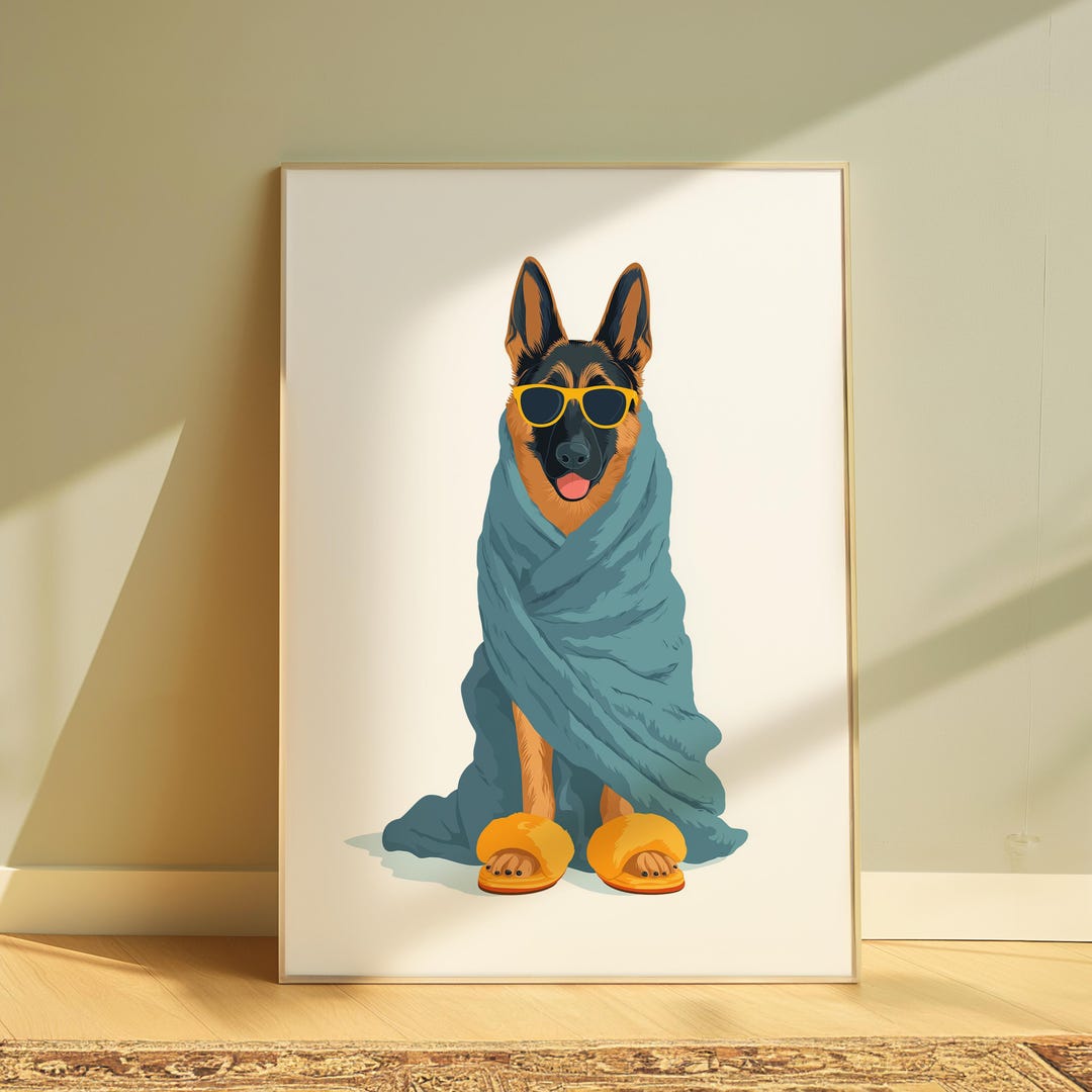German Shepherd Spa Poster: Funny Vintage-style Dog Art Print - Etsy