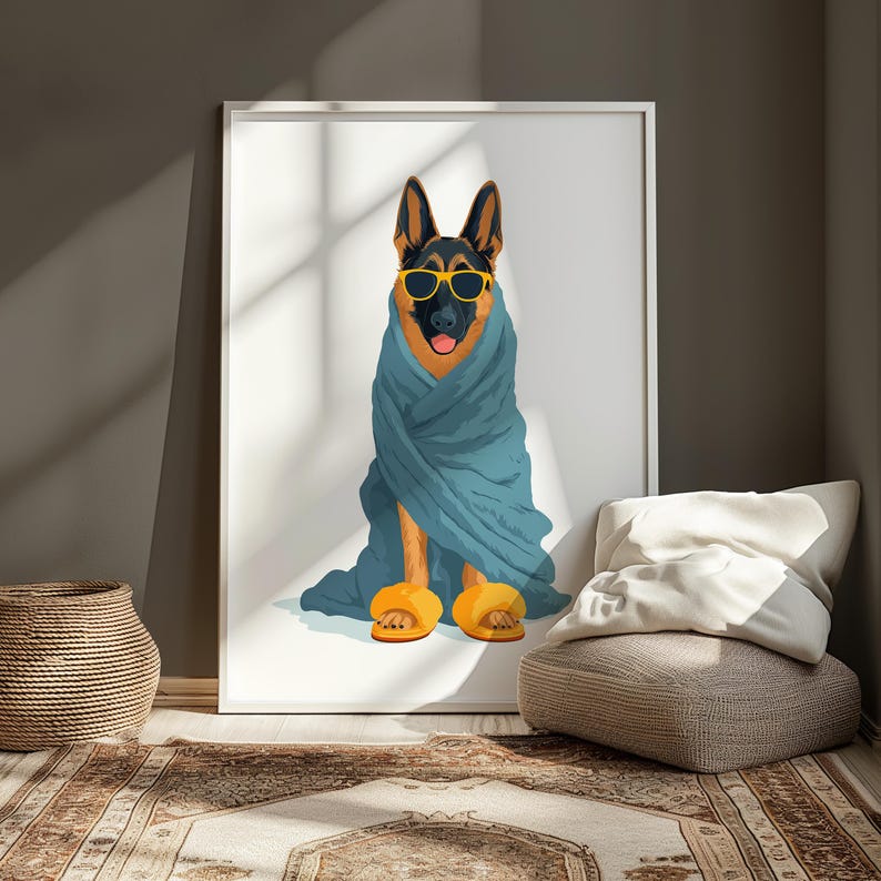 German Shepherd Spa Poster: Funny Vintage-style Dog Art Print - Etsy