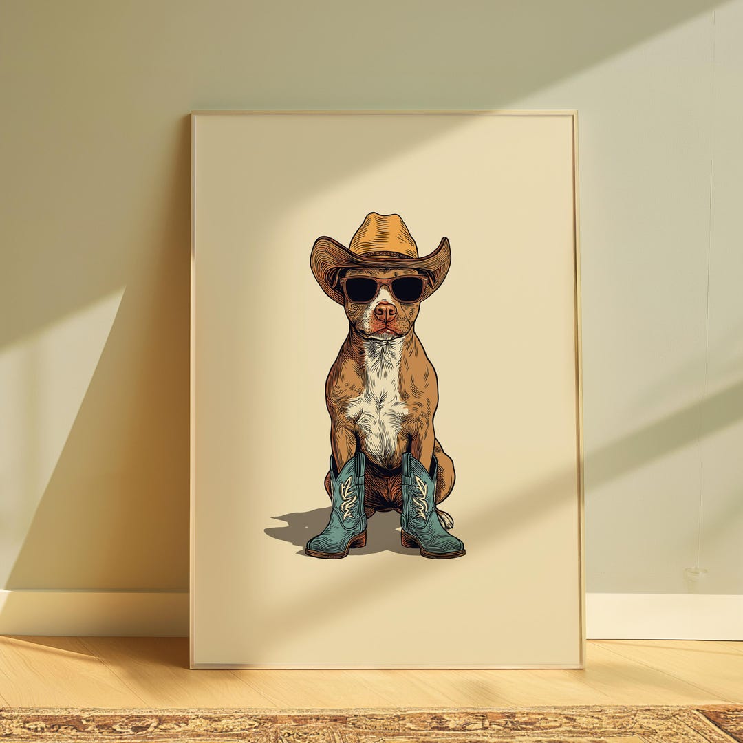 Staffordshire Bull Terrier Dog Print – Cool It Cowboy Dog Poster ...