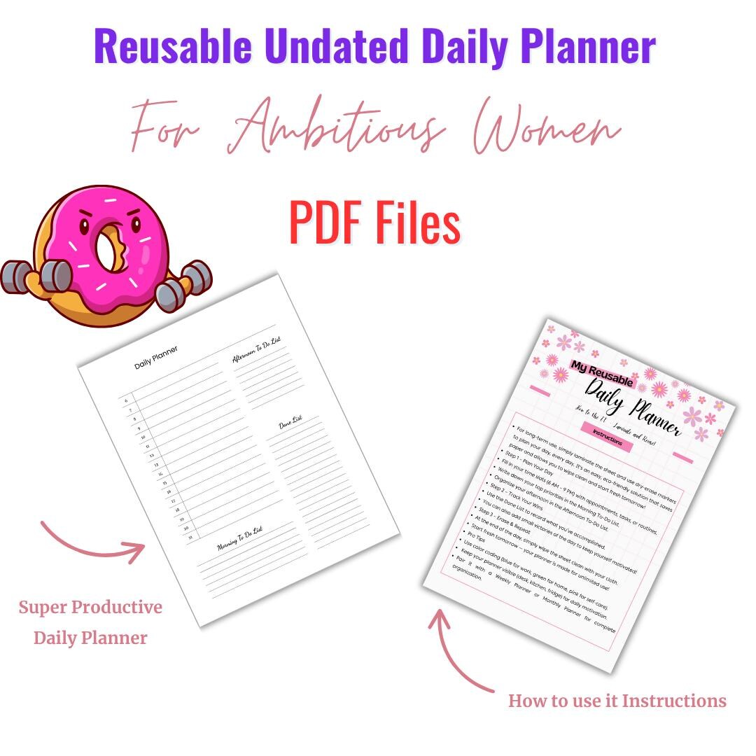 Reusable Daily Planner Printable: To-do List, Schedule (PDF) - Etsy