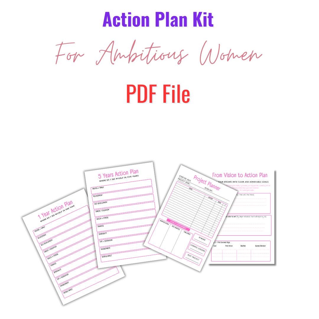 Action Plan Kit Vision One Year 5 Years Goals Project Planner for ...