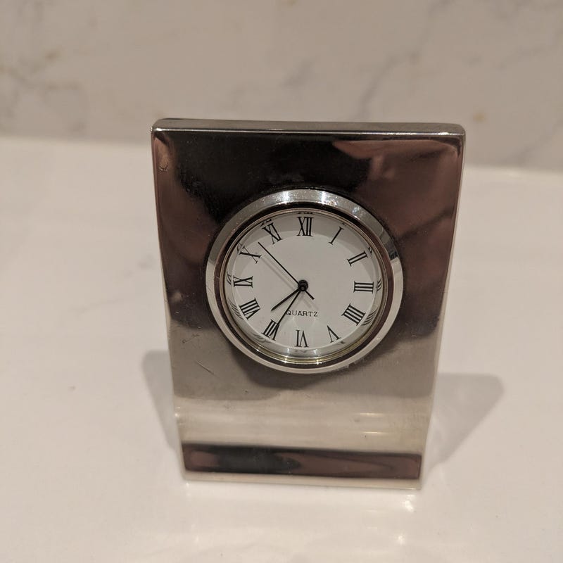 Mantel Clock Pewter - Etsy UK