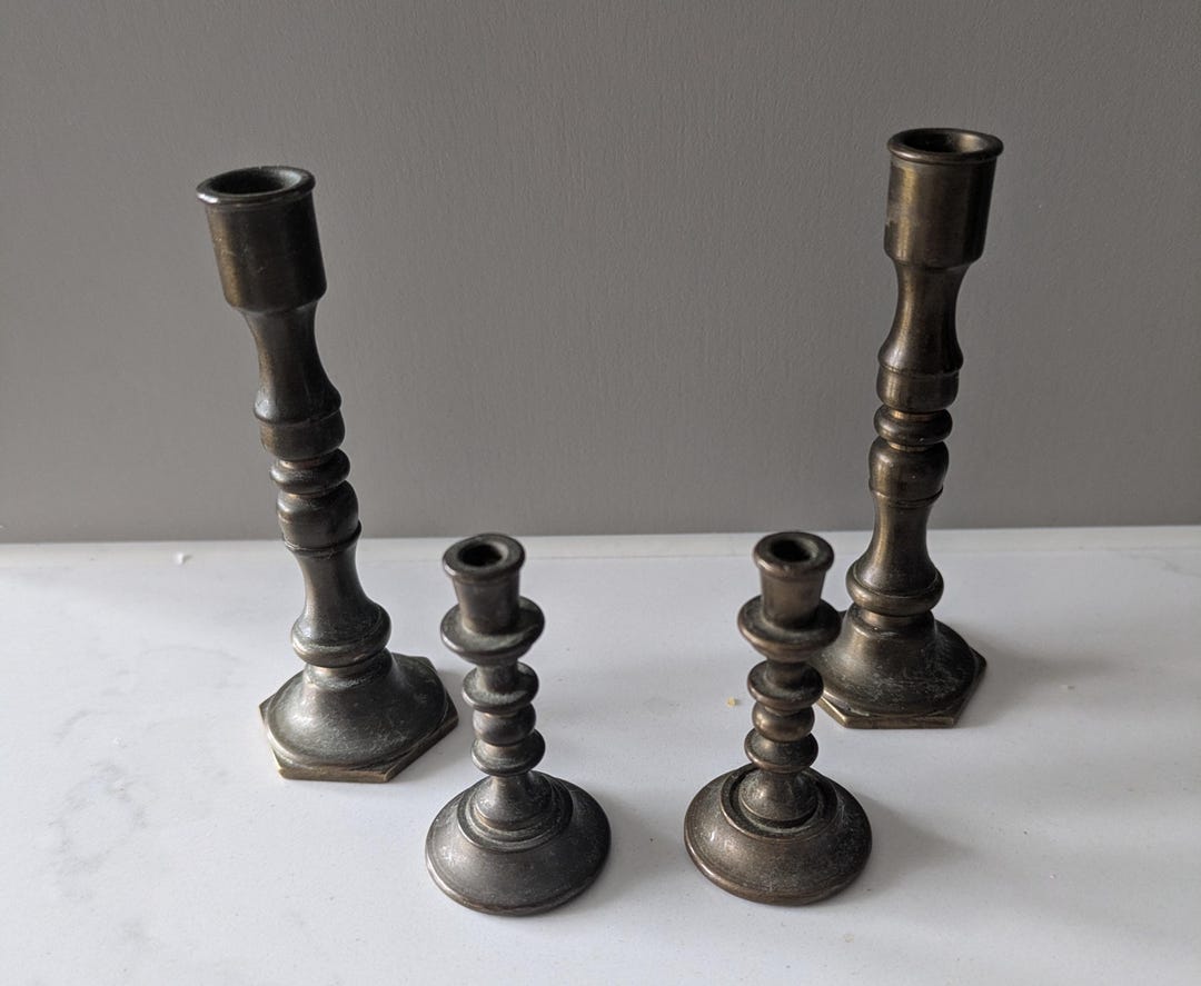 Miniature Brass Candlesticks, 2 Sizes. Nice Condition. Approx: 3.25 and ...