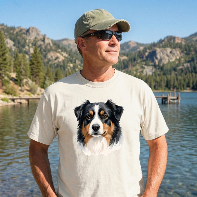 Australian Shepherd Shirt, Blue Merle Aussie Dog Tee, Aussie Puppy ...