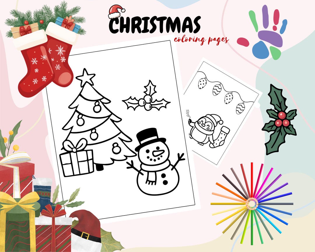 Christmas Coloring Pages | 10 Printable Pages | Kids Activity - Etsy