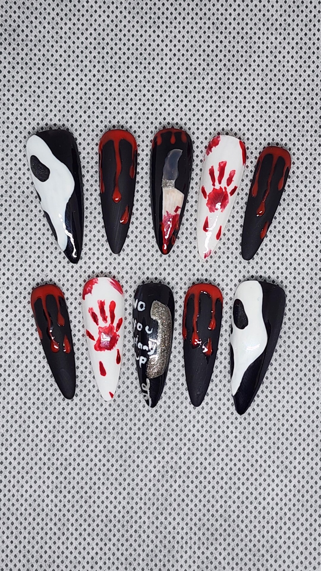 Ghostface Long Stiletto Press on Nails: Scream Movie Theme - Etsy
