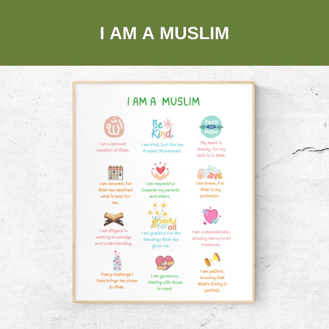 Islamic Affirmations Poster • Muslim Kids Room Decor (digital Download ...