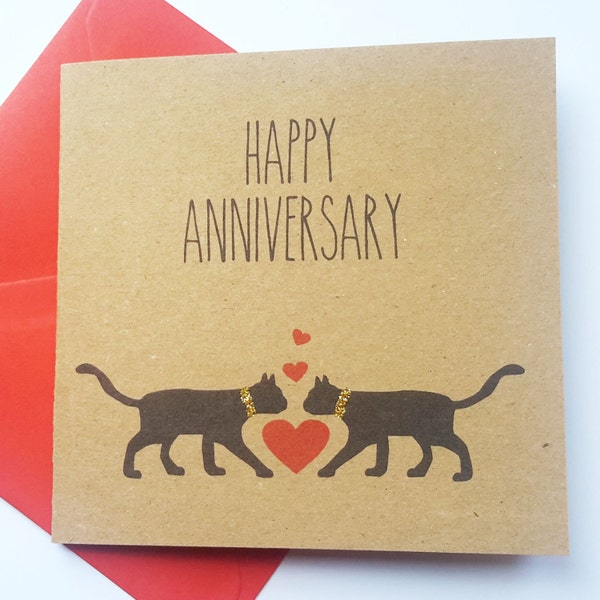 Cat Anniversary Card - Etsy