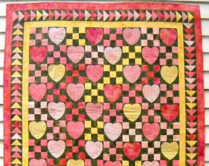 Sherbet Hearts Quilt Pattern Pink Lemonade Version by Curlicue - Etsy