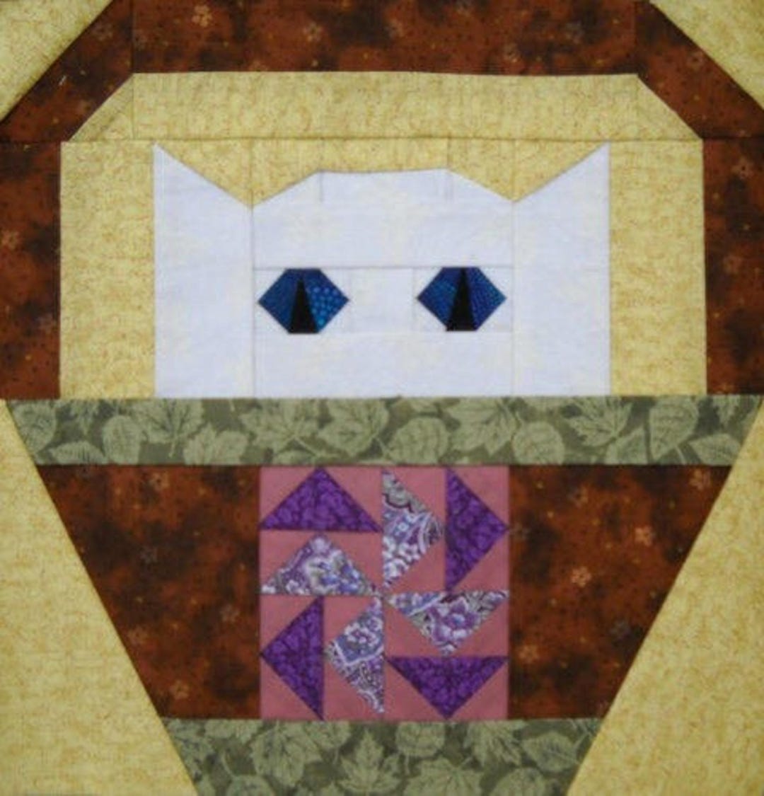 Pinwheel Cat Paper Pieced Quilt Block Pattern, by Curlicue Creations ...