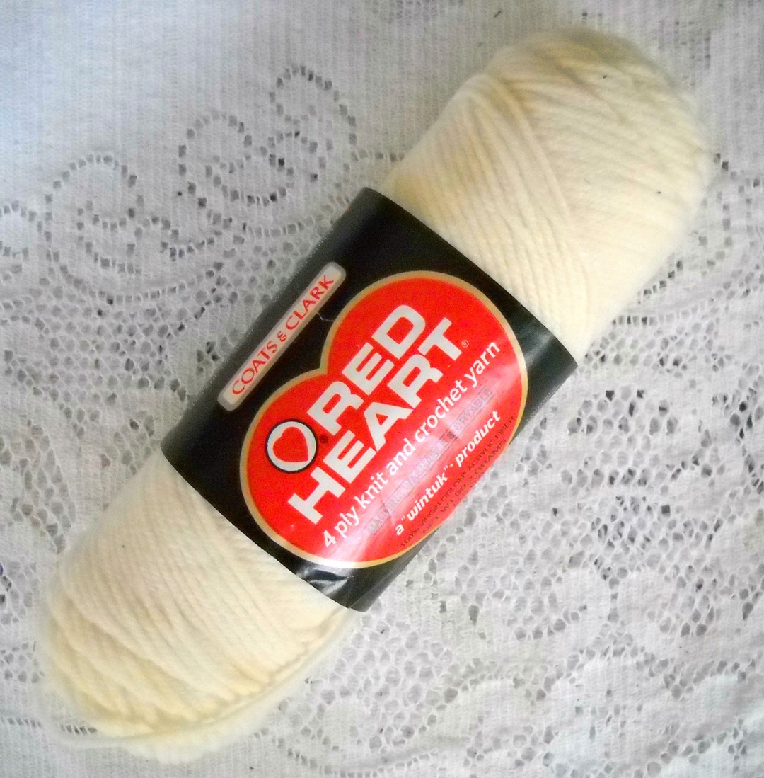Red Heart Acrylic Yarn off White 3, 3.5 Oz 99 G Worsted Weight Yarn ...