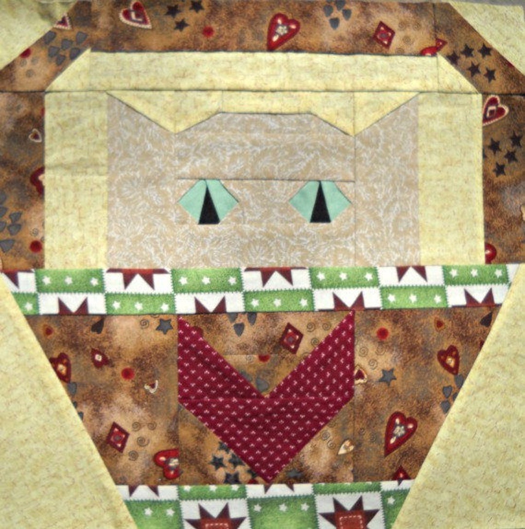 Heart Cat Paper Pieced Quilt Block Pattern Basket Cat Quilting Pattern ...