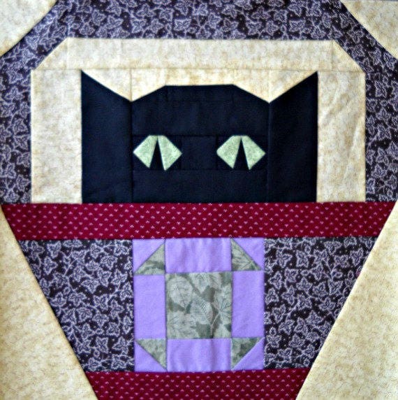 Shoo-fly Cat PDF Download Quilt Block Pattern by Curlicue | Etsy